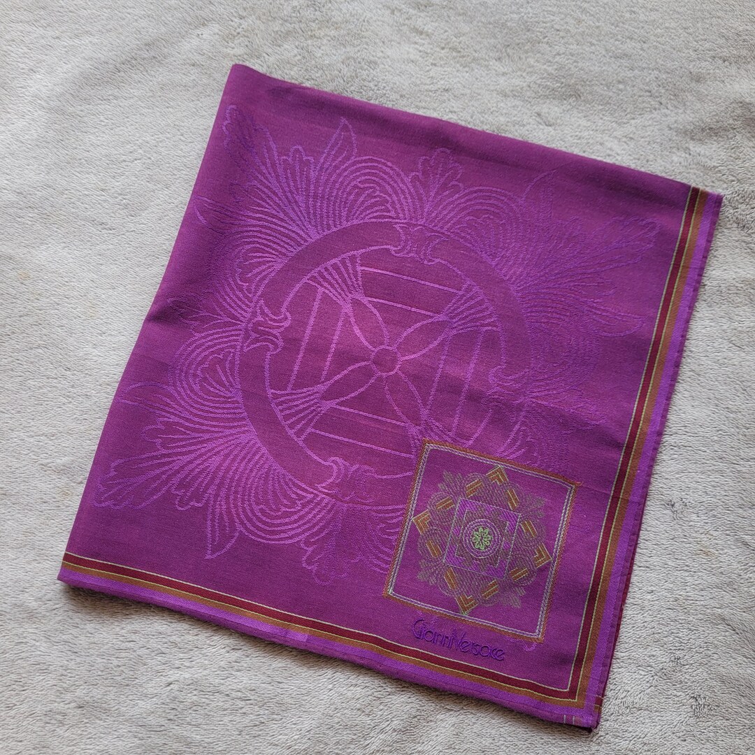Vintage GIANNI VERSACE Handkerchief Purple Handkerchief Cotton Bandanna ...