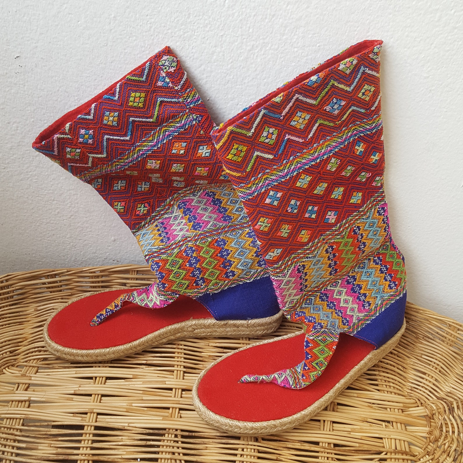 Women's Tribal Vegan Sandals, Hmong Women Shoes, Made in Thailand Size ...
