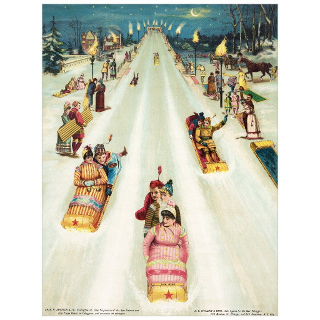 Star Toboggans Advertising Poster FRIDGE MAGNET, 1886 Ads Sled Sledge ...
