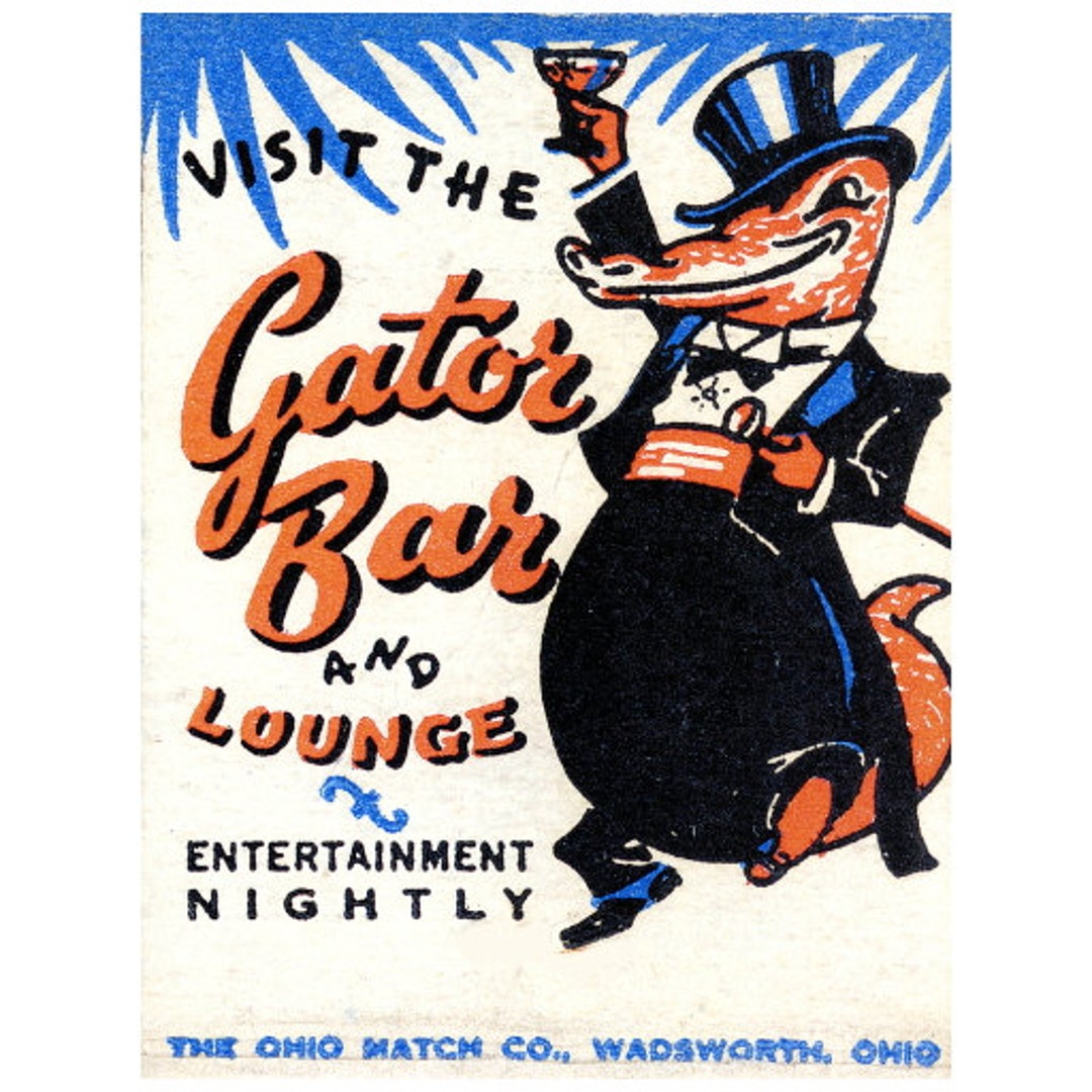 Gator Bar & Lounge Advertising Poster FRIDGE MAGNET, Ad Poster Repro ...