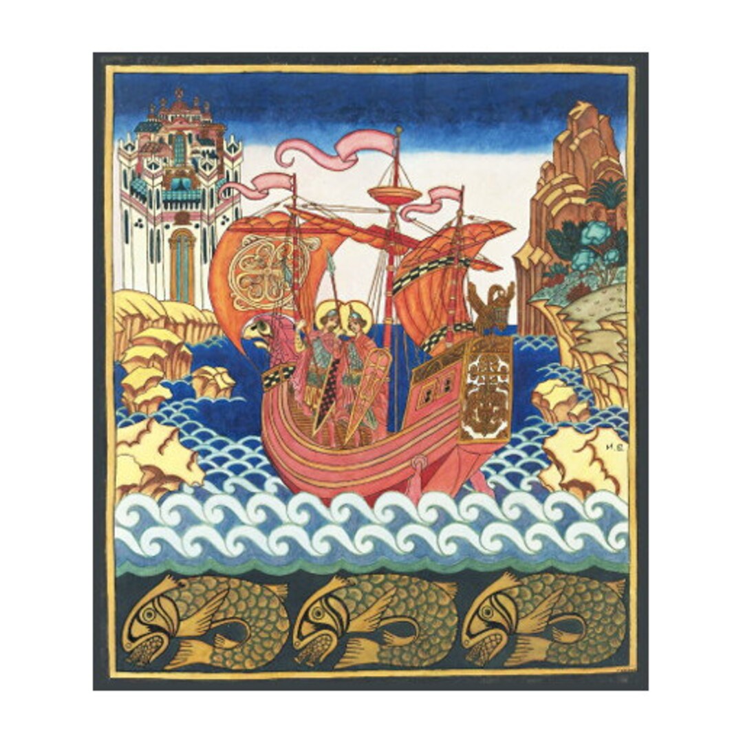 Saints Boris and Gleb on the Ship FRIDGE MAGNET, Art Nouveau Religious ...