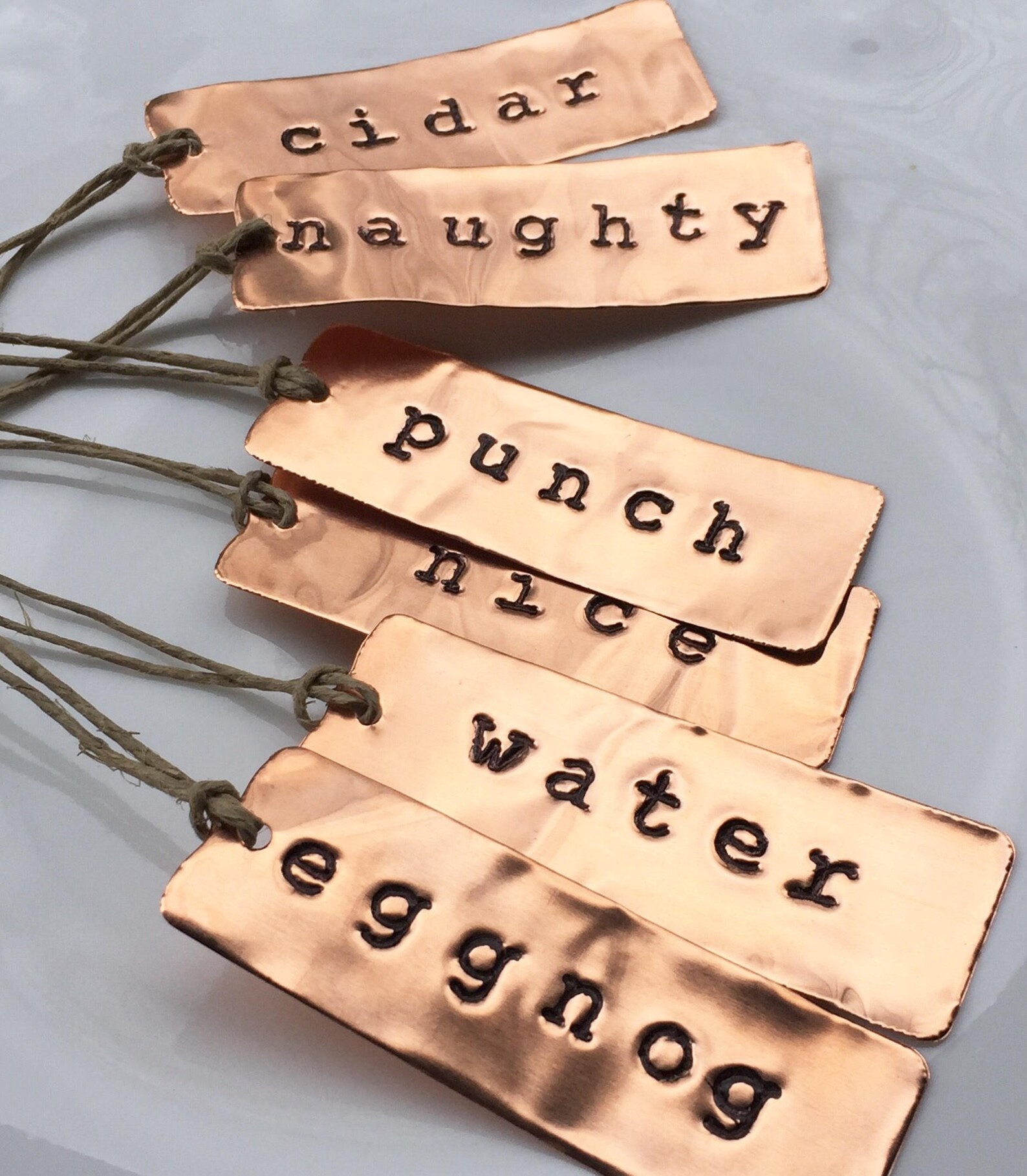 Copper Tags Engraved Copper Holiday Beverage Tags Set of 6 - Etsy