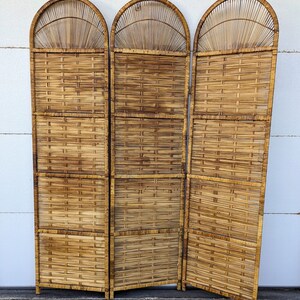 Vintage Bohemian Split Reed 3 Panel Room Divider Screen - Etsy