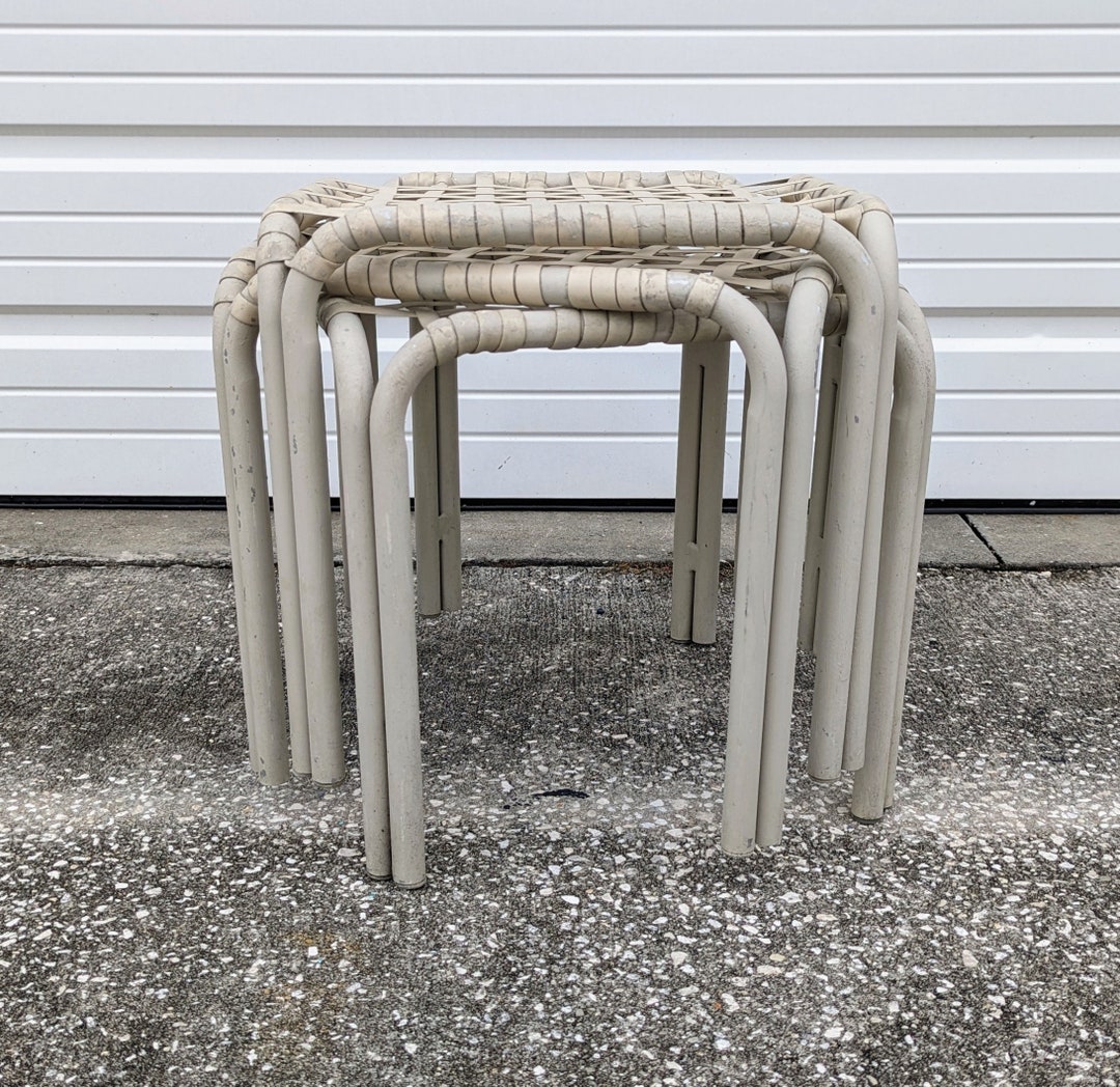 Vintage Brown Jordan Tamiami Stackable Ottoman/stool/table - Set of 3 ...