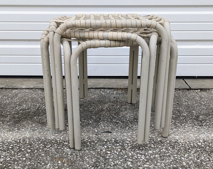 Vintage Brown Jordan Tamiami Stackable Ottoman/stool/table - Set of 3 ...