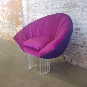 Vintage Art Nouveau Scalloped Seashell Lounge Cocktail Chair on Lucite ...