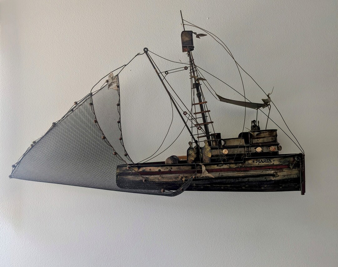 Vintage C Jere Wall Fishing Boat Sculpture Signed - Etsy