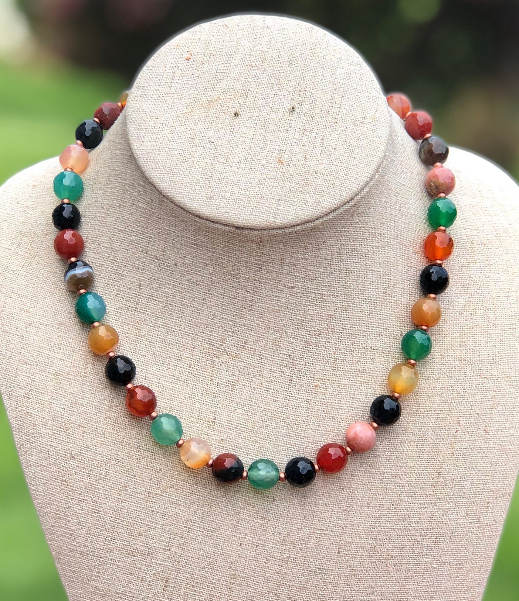 AJ299 Multicolor Faceted Agate Necklace. Perfect for a Gift. - Etsy ...