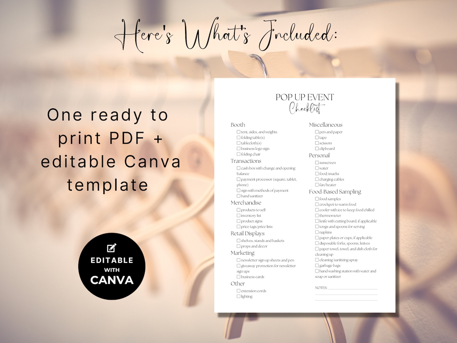 Pop up Shop Event Checklist Editable Printable, Farmers Market Checklist, Craft Show Checklist ...