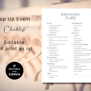 Pop up Shop Event Checklist Editable Printable, Farmers Market ...