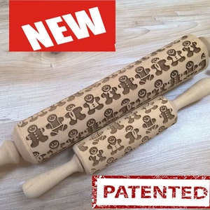The Gingerbread Man Wooden Rolling Pin Laser Engraved Merry Christmas ...