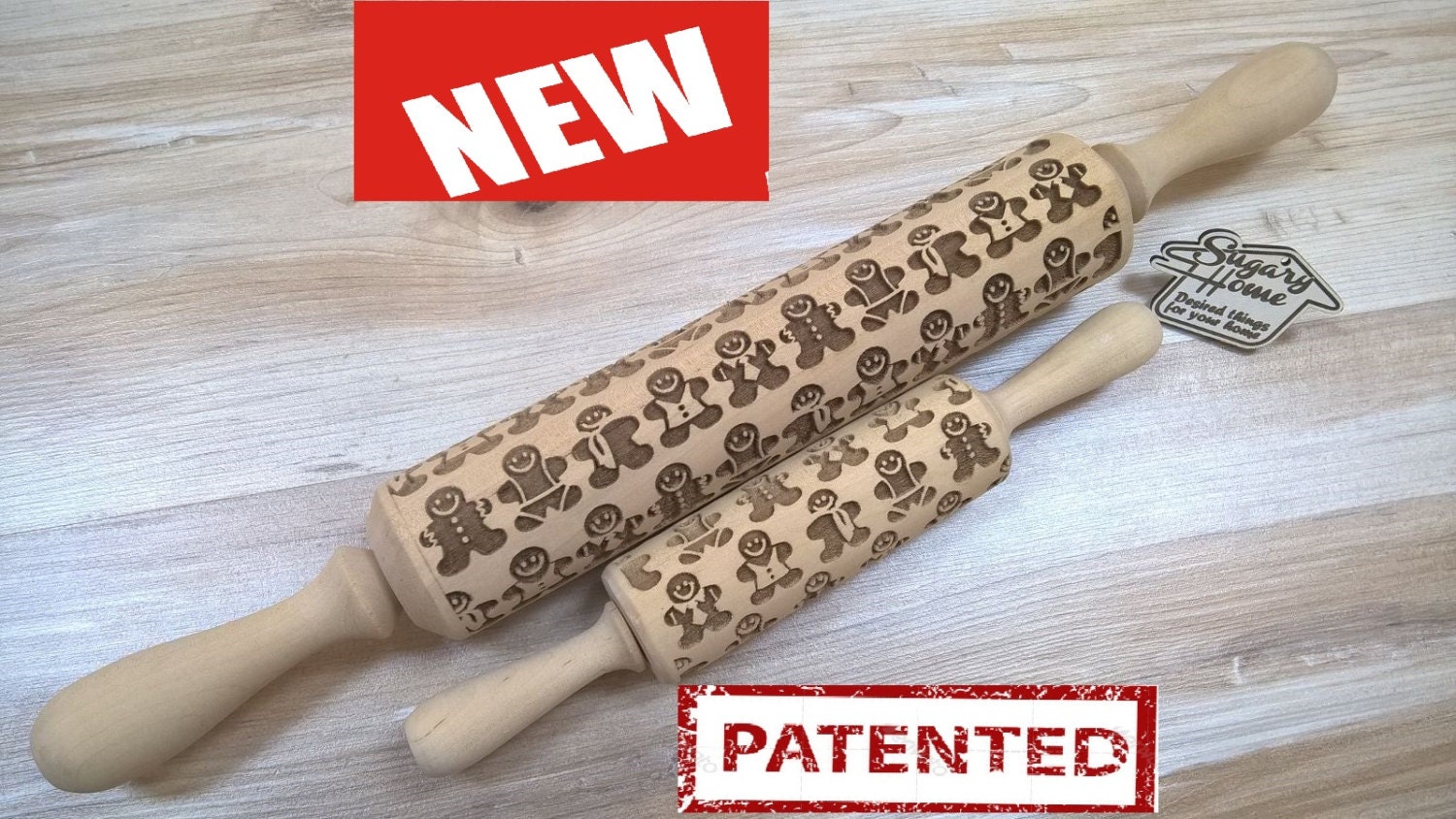 The Gingerbread Man Wooden Rolling Pin Laser Engraved Merry - Etsy