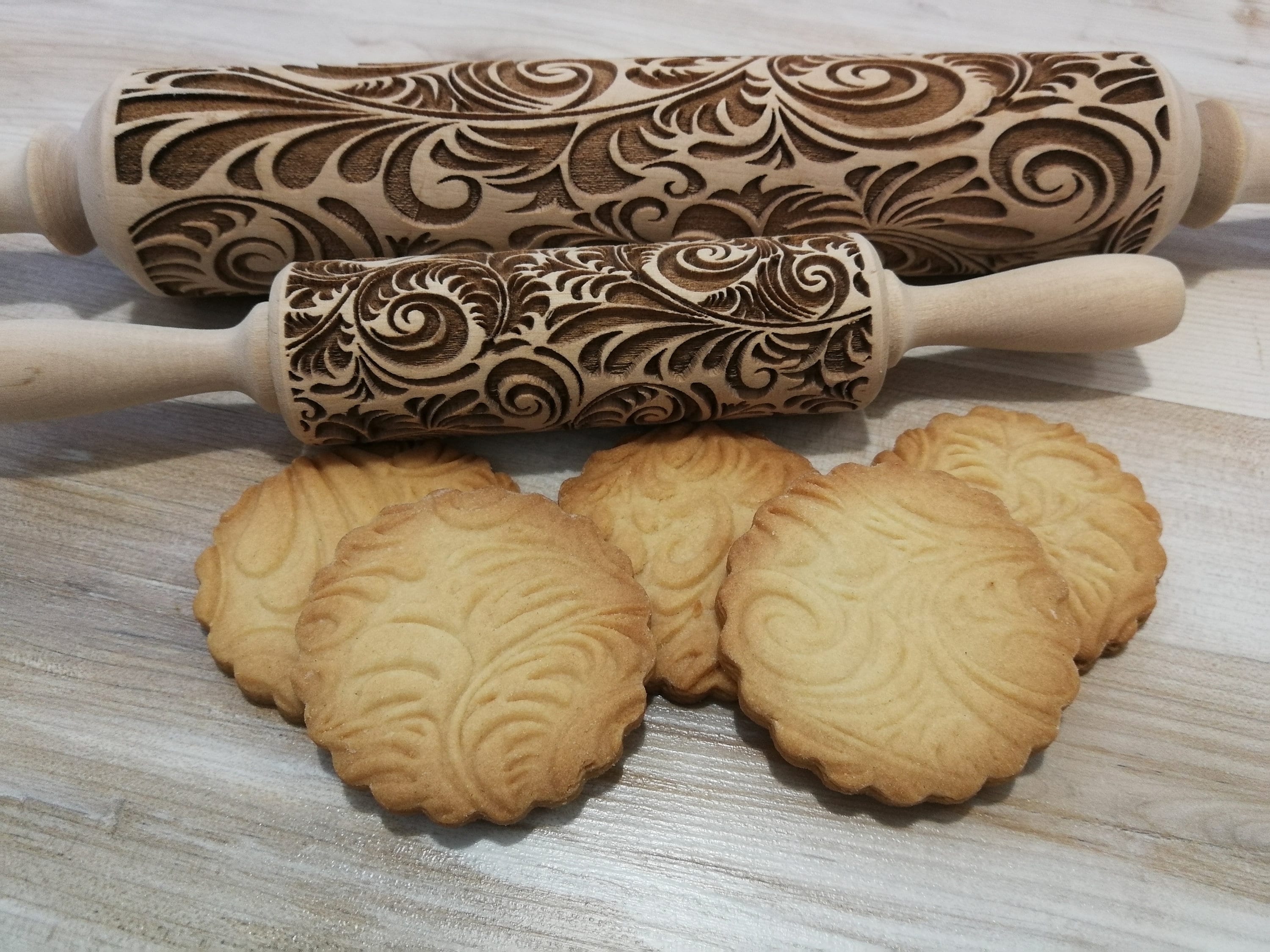 Rolling Pin "baroque Pattern" Handmade Wooden Rolling Pin Tracery - Etsy