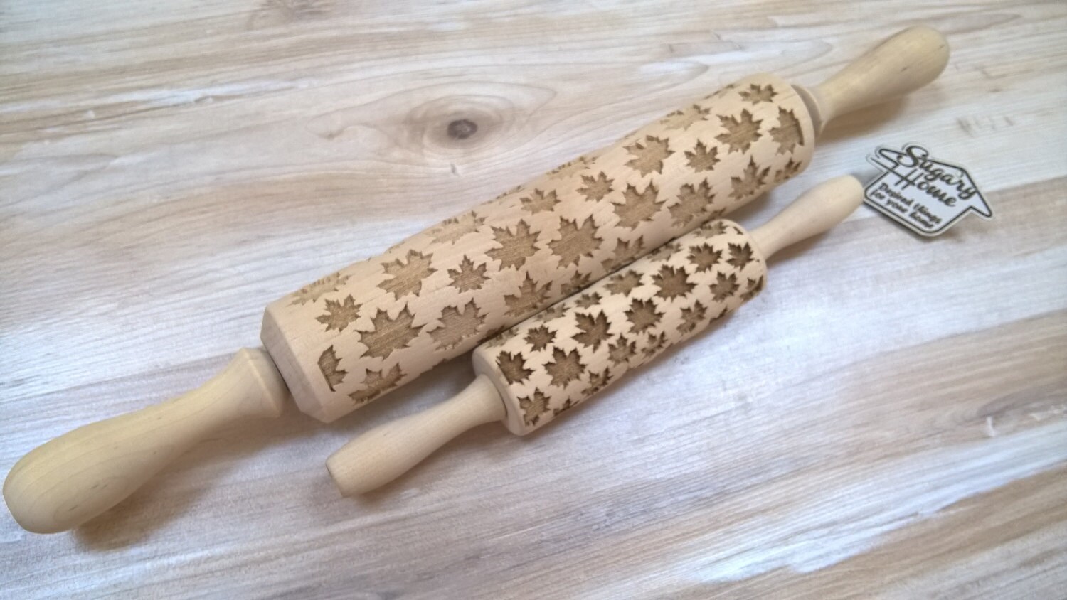 Wooden Rolling Pin Laser Cut Maple Leaf Netting Pattern Canada - Etsy