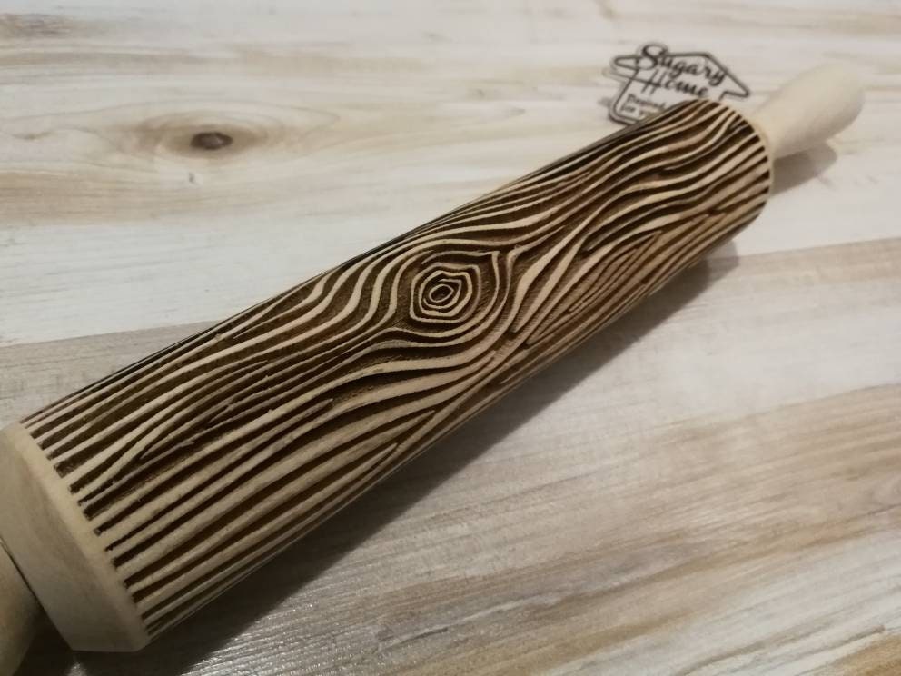 Rolling Pin Natural Wood Wall Laser Cut Netting Pattern Gingerbread ...