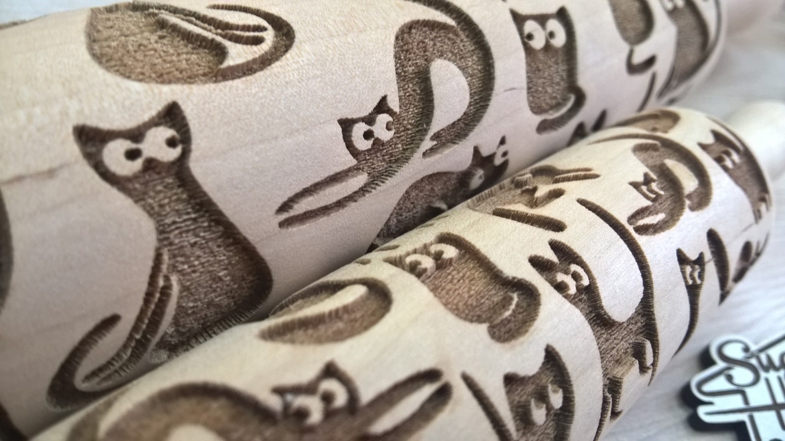 CATS Rolling Pin Wooden Rolling Pin Laser Cut Pattern Embossing - Etsy
