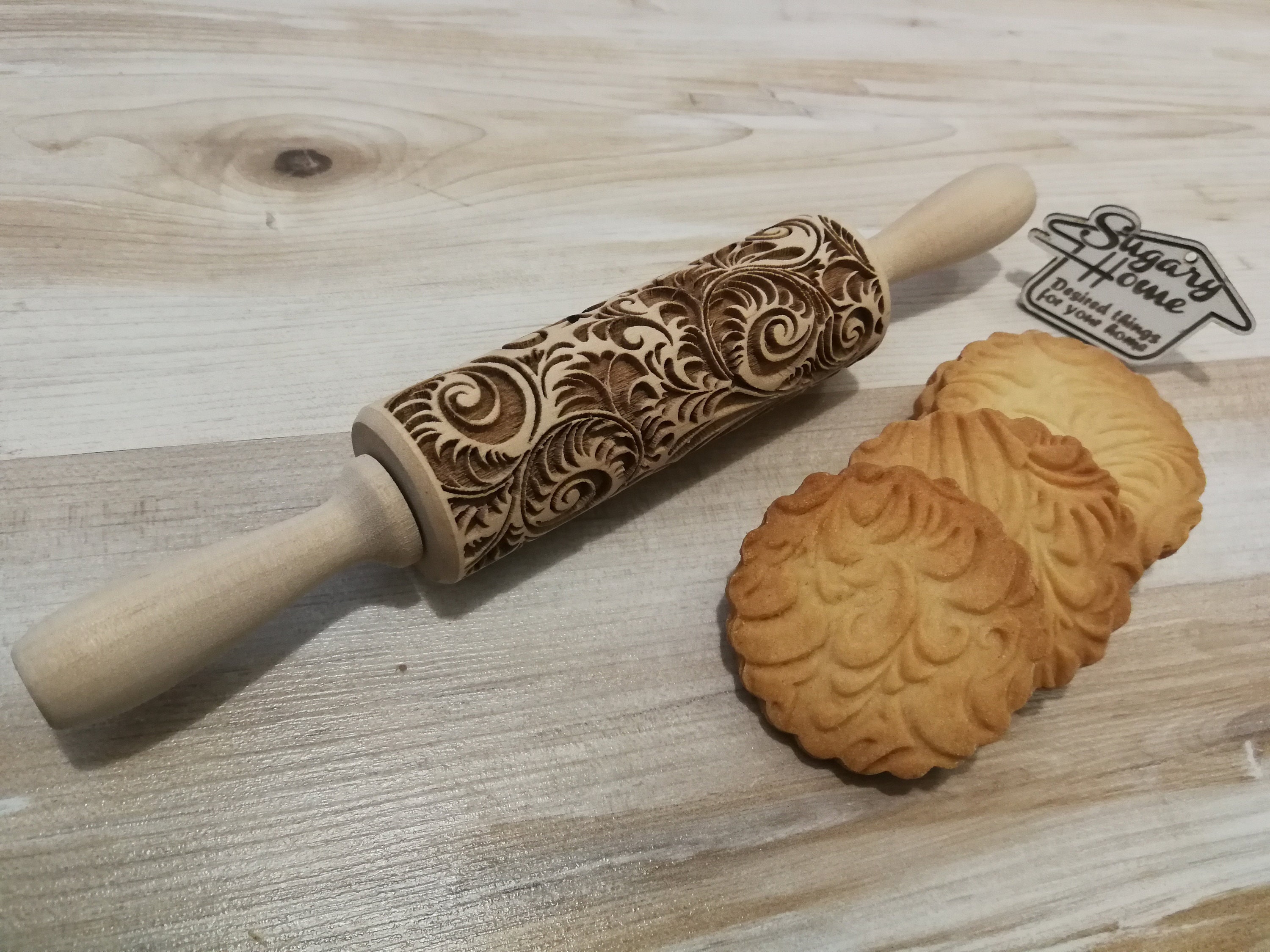 Rolling Pin "baroque Pattern" Handmade Wooden Rolling Pin Tracery - Etsy