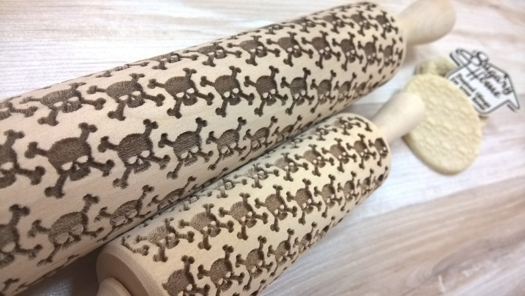 Skull Pattern Handmade Wooden Rolling Pin Laser Engraved - Etsy