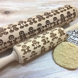 The Gingerbread Man Wooden Rolling Pin Laser Engraved Merry Christmas ...