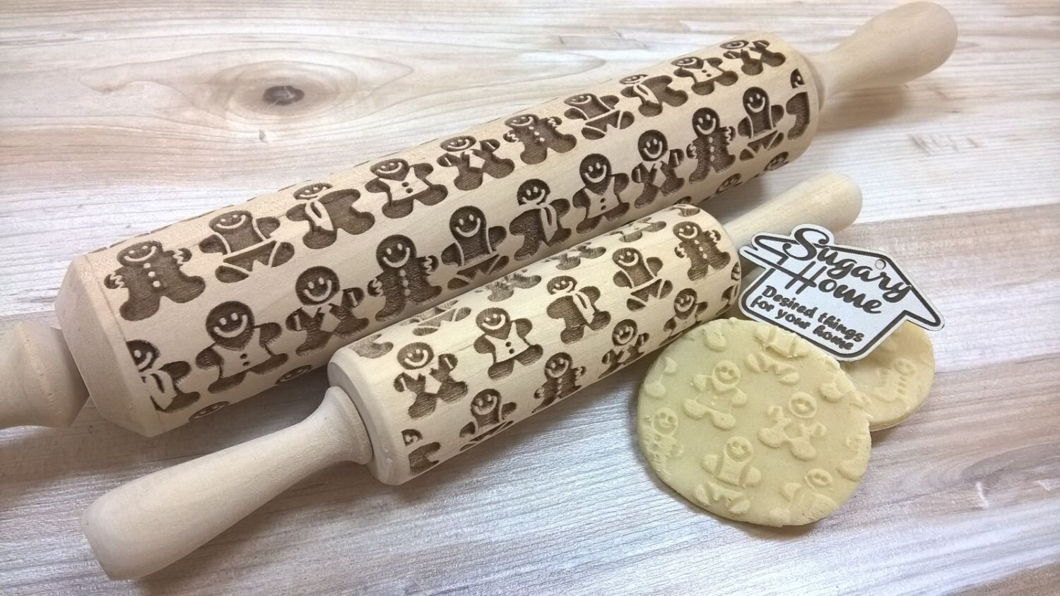 The Gingerbread Man Wooden Rolling Pin Laser Engraved Merry - Etsy
