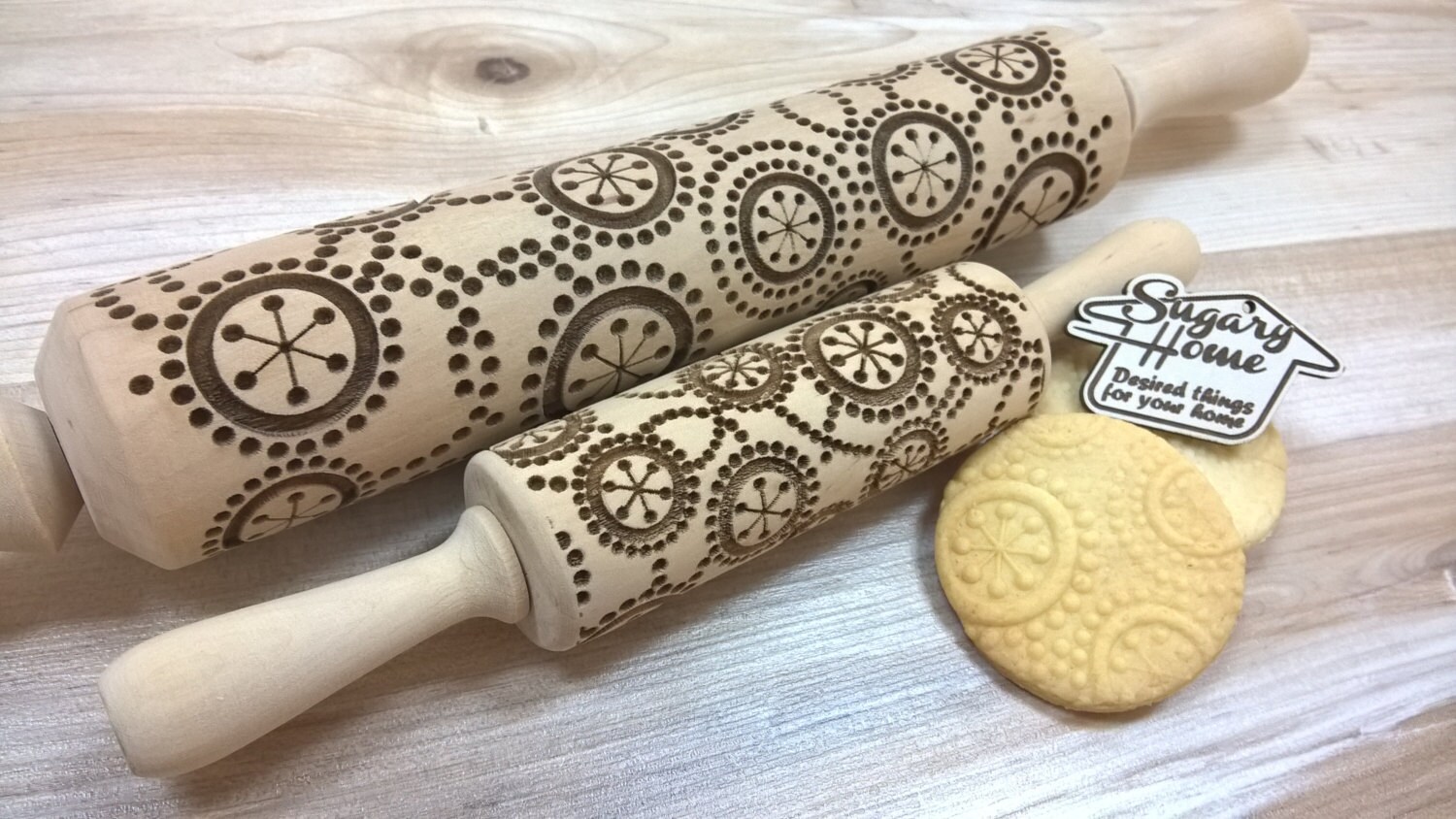 Wooden Rolling Pin "crop Circle:" Laser Pattern Embossing - Etsy