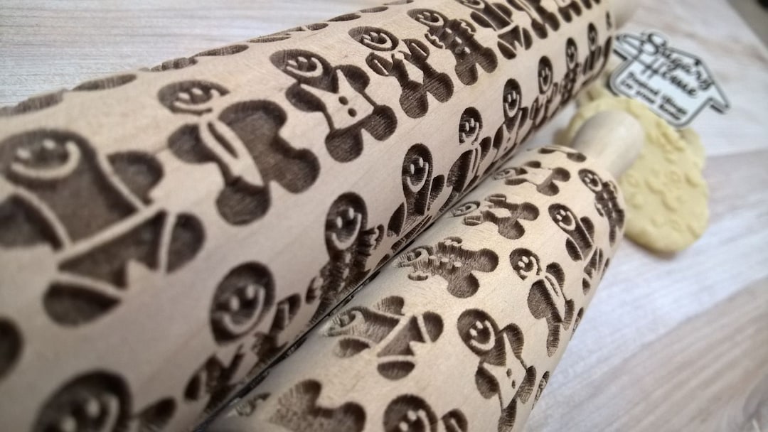 The Gingerbread Man Wooden Rolling Pin Laser Engraved Merry Christmas ...