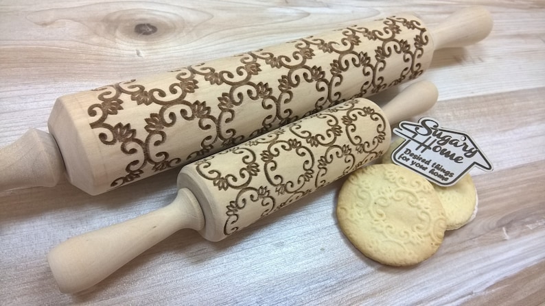 Wooden Rolling Pin Laser Engraved Tracery Pattern Embossing - Etsy