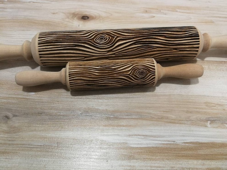 Rolling Pin Natural Wood Wall Laser Cut Netting Pattern Gingerbread ...