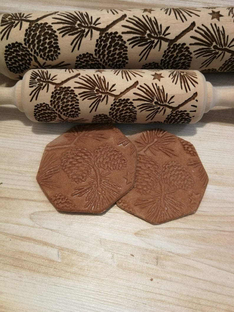 Rolling Pin Pine Cone Fir Cone Star Forest Patterns Laser | Etsy