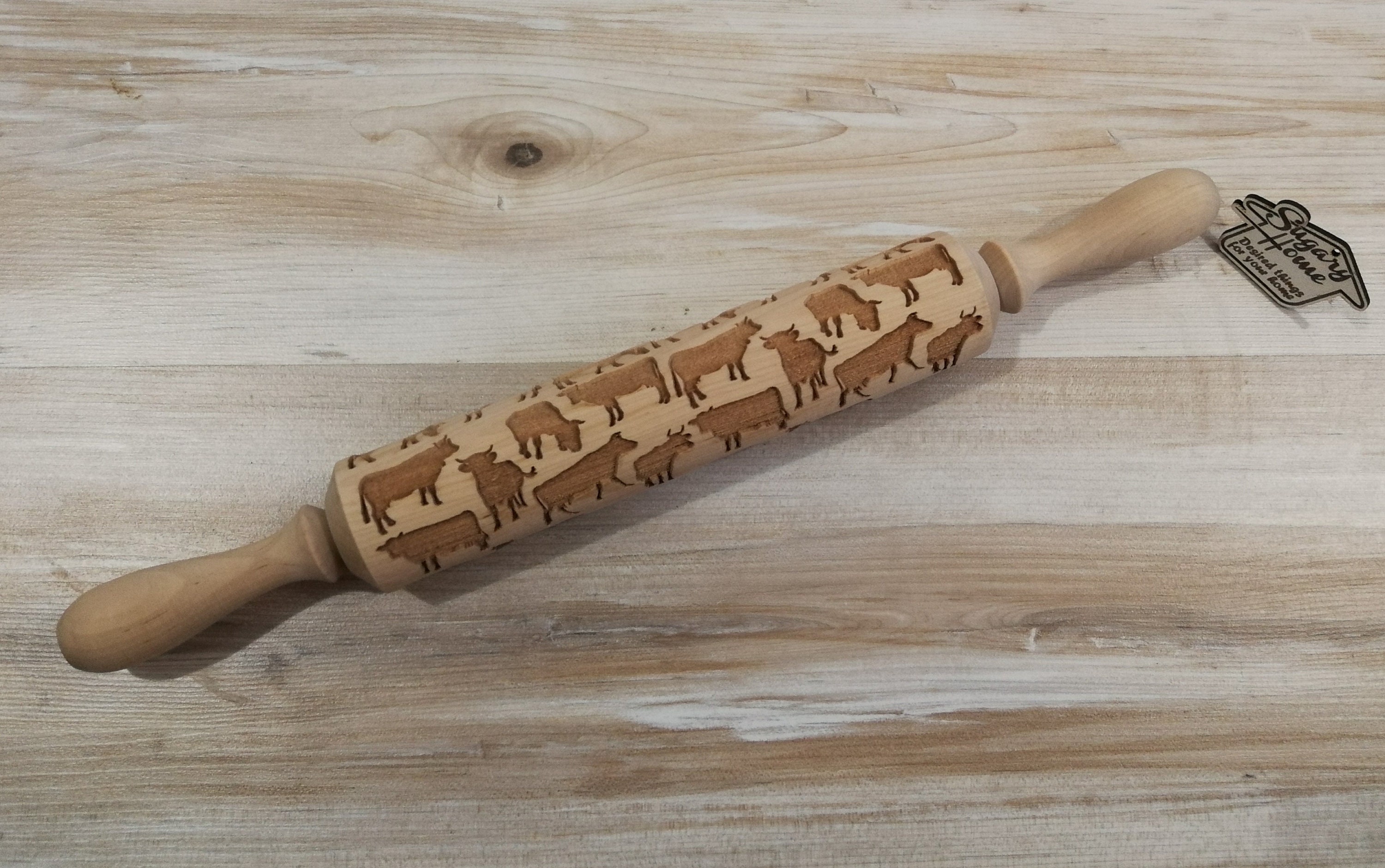 Rolling Pin "cows, Milk, Cookies" Handmade Wooden Rolling Pin Cookie ...