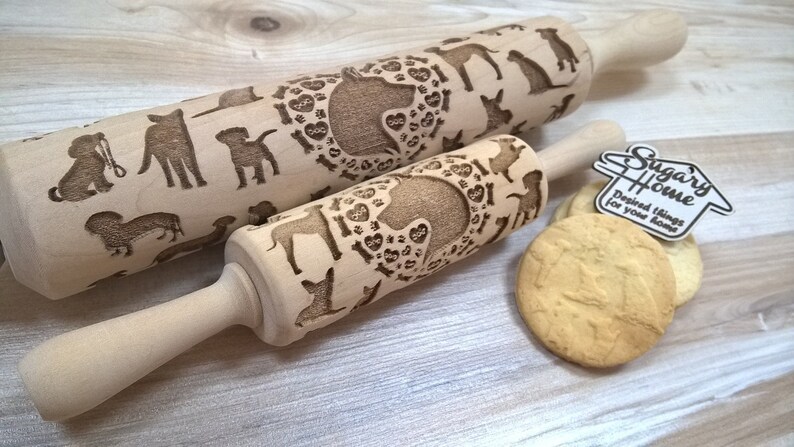 Rolling Pin Wooden Laser Cut Stylish Dogs, Puppies Pattern Embossing - Etsy