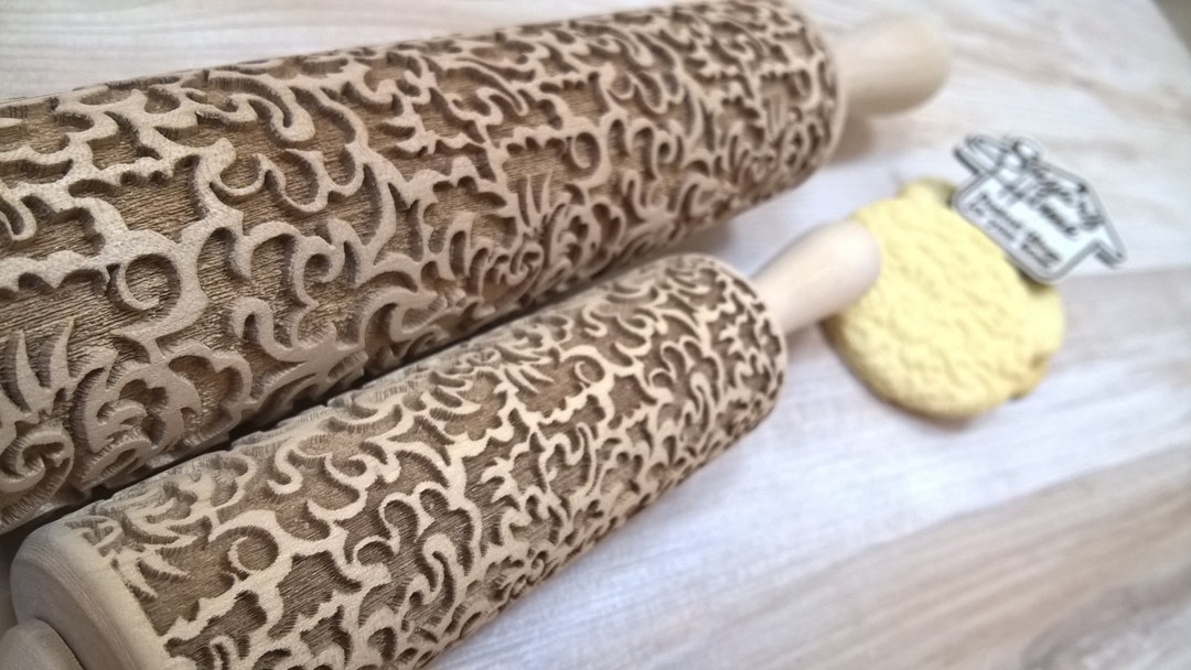 Wooden Rolling Pin "the Lace Pattern" Laser Cut Embossing Rolling Pin ...