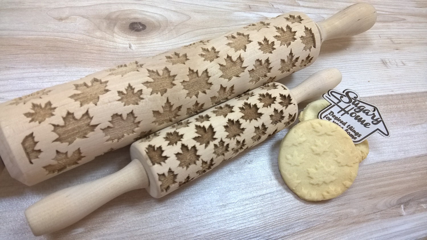 Wooden Rolling Pin Laser Cut Maple Leaf Netting Pattern Canada - Etsy