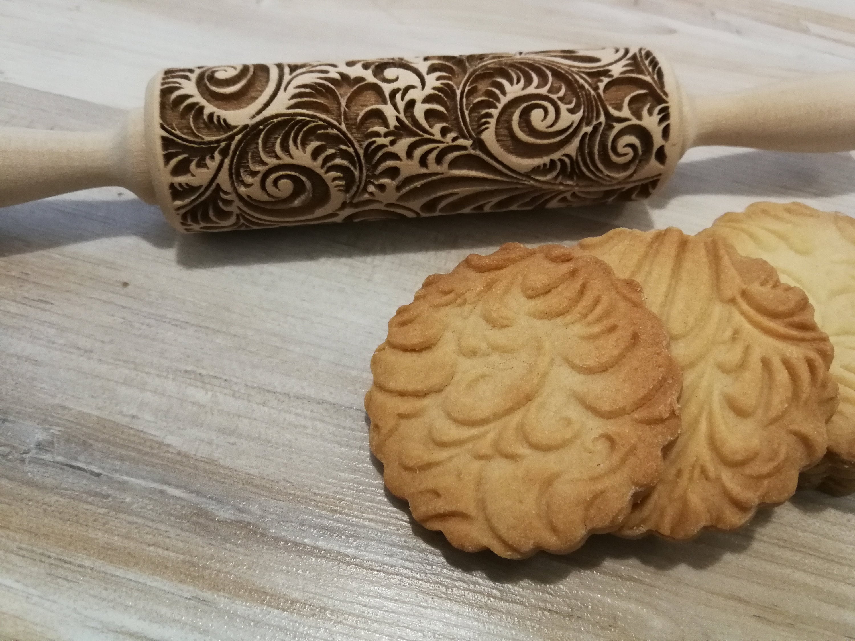 Rolling Pin "baroque Pattern" Handmade Wooden Rolling Pin Tracery - Etsy
