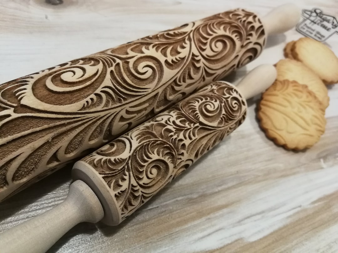 Rolling Pin "baroque Pattern" Handmade Wooden Rolling Pin Tracery - Etsy