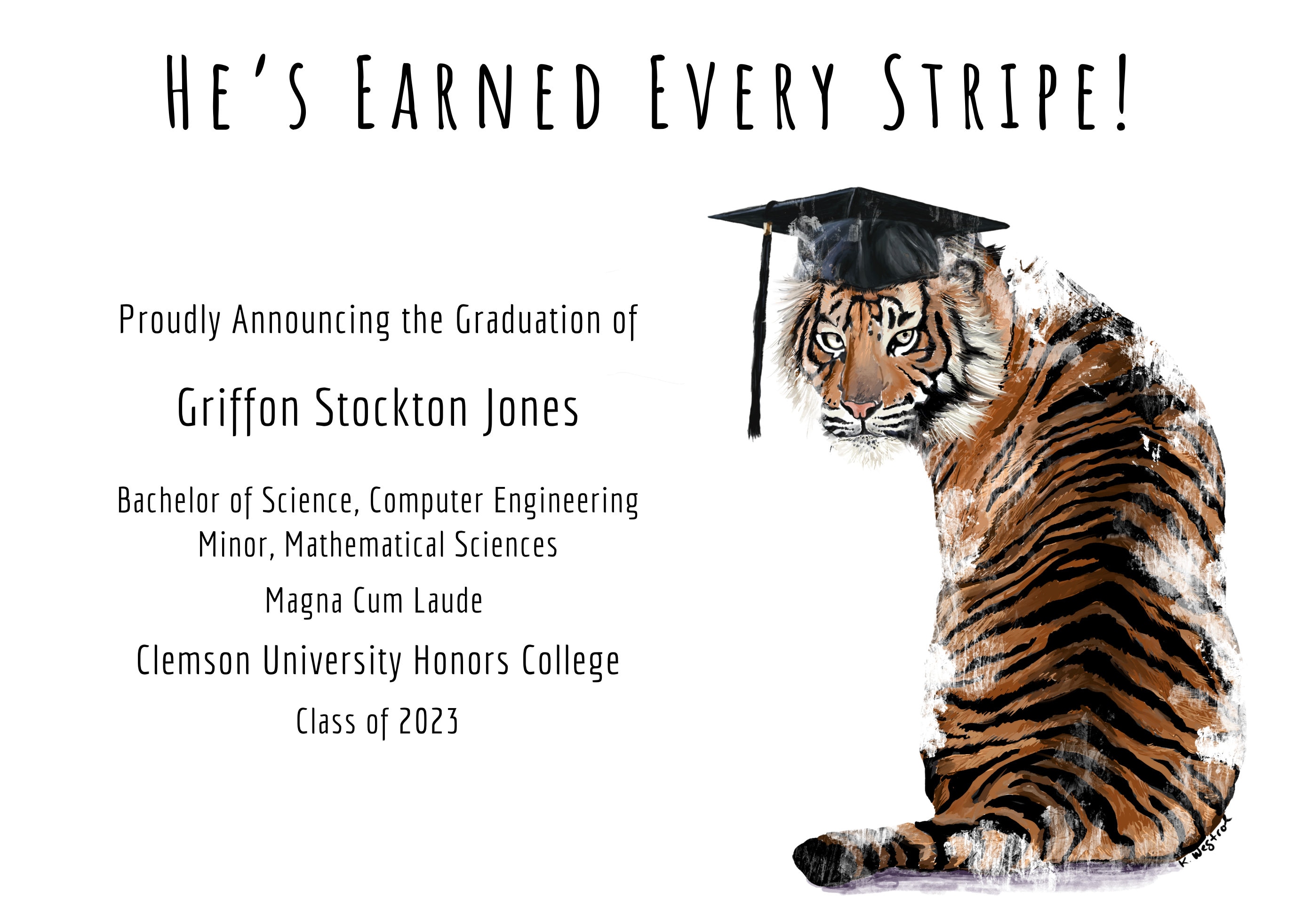 Tiger Graduation Announcement, Clemson Graduation Announcement, LSU ...