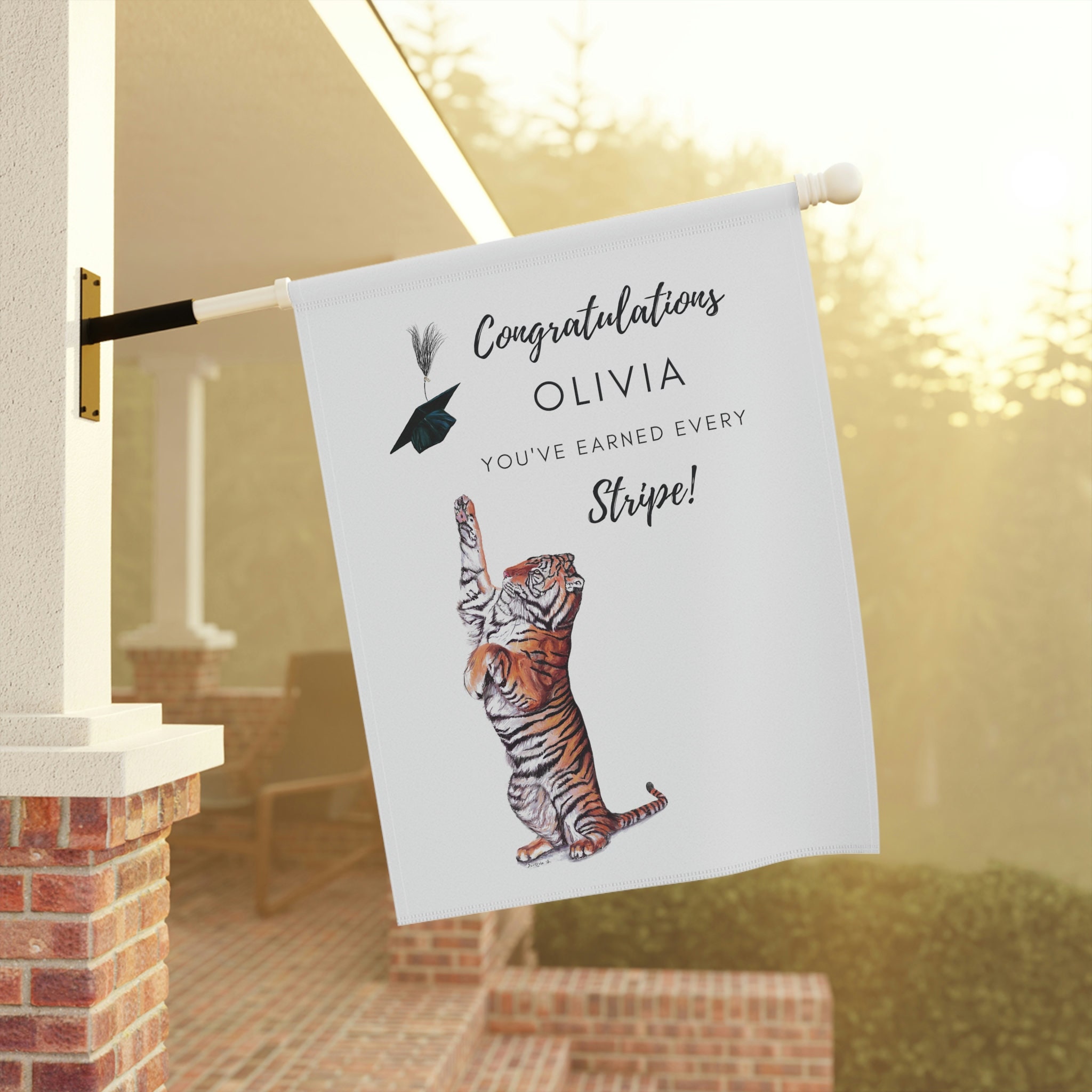 Cap Toss Tiger Flag, Congrats Tiger Banner, Tiger Flag, Tiger Garden ...