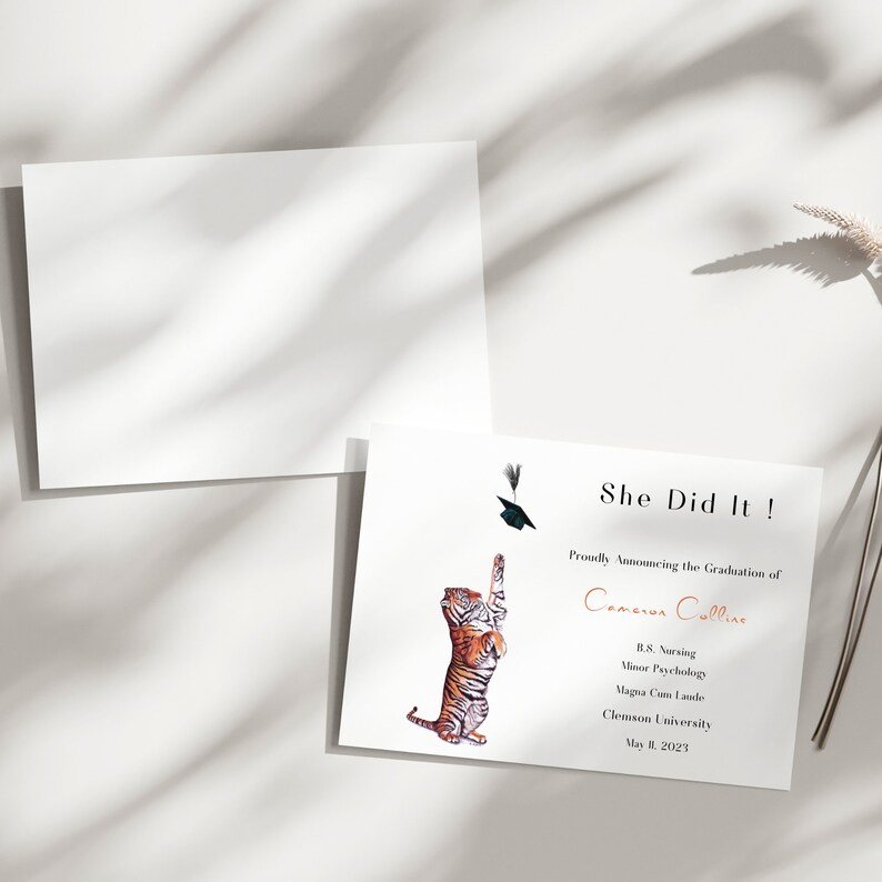 Tiger Graduation Announcement, Clemson Graduation Announcement, LSU ...