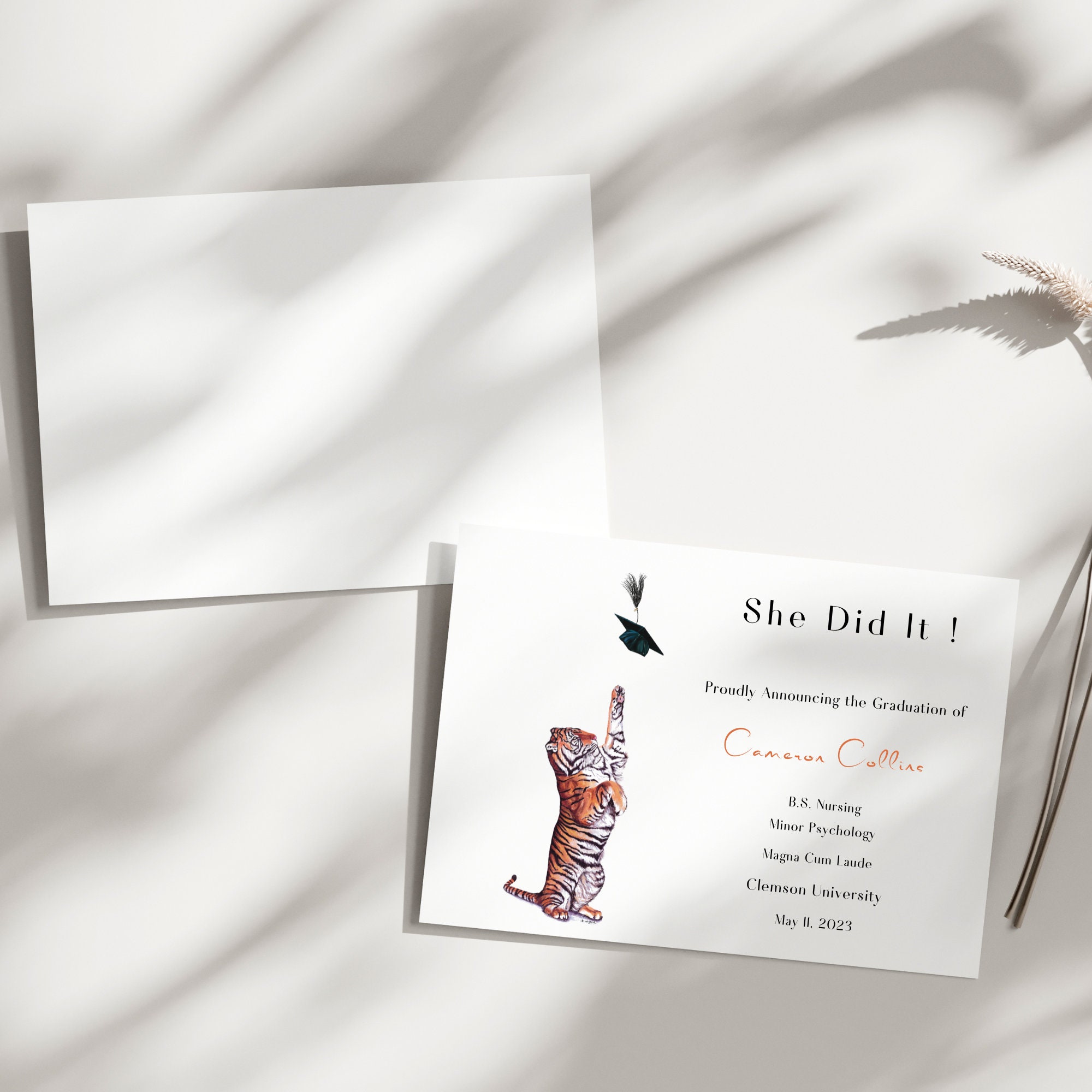 Tiger Graduation Announcement, Clemson Graduation Announcement, LSU ...