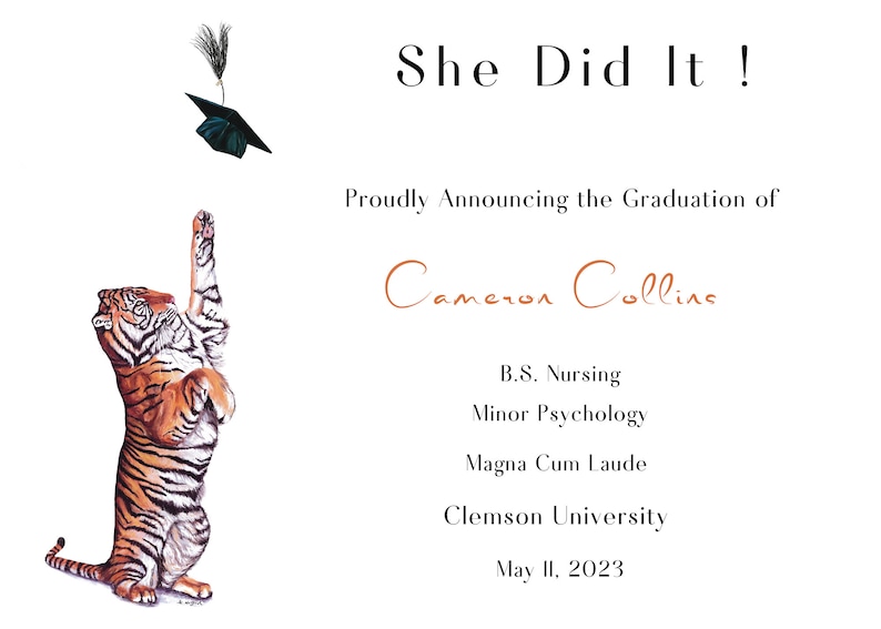 Tiger Graduation Announcement, Clemson Graduation Announcement, LSU ...