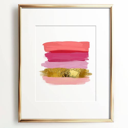 Pink and Gold Art PRINTABLE Art Brushstroke Art Wall Art - Etsy