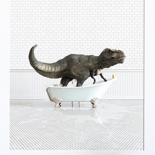 Tyrannosaurus Rex T-rex Animals in Bathtubs Bathroom Wall - Etsy
