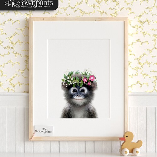 Baby Monkey Print Baby Monkey Wall Art Baby Animal Nursery | Etsy