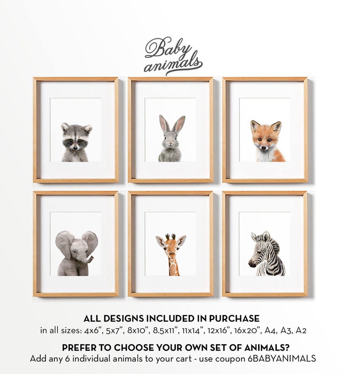 Baby animal prints PRINTABLE art Woodland animals Safari | Etsy