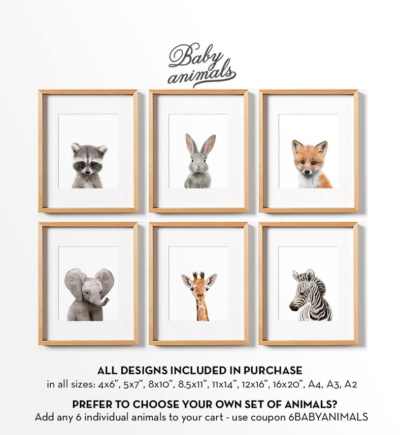 Baby animal prints PRINTABLE art Woodland animals Safari | Etsy