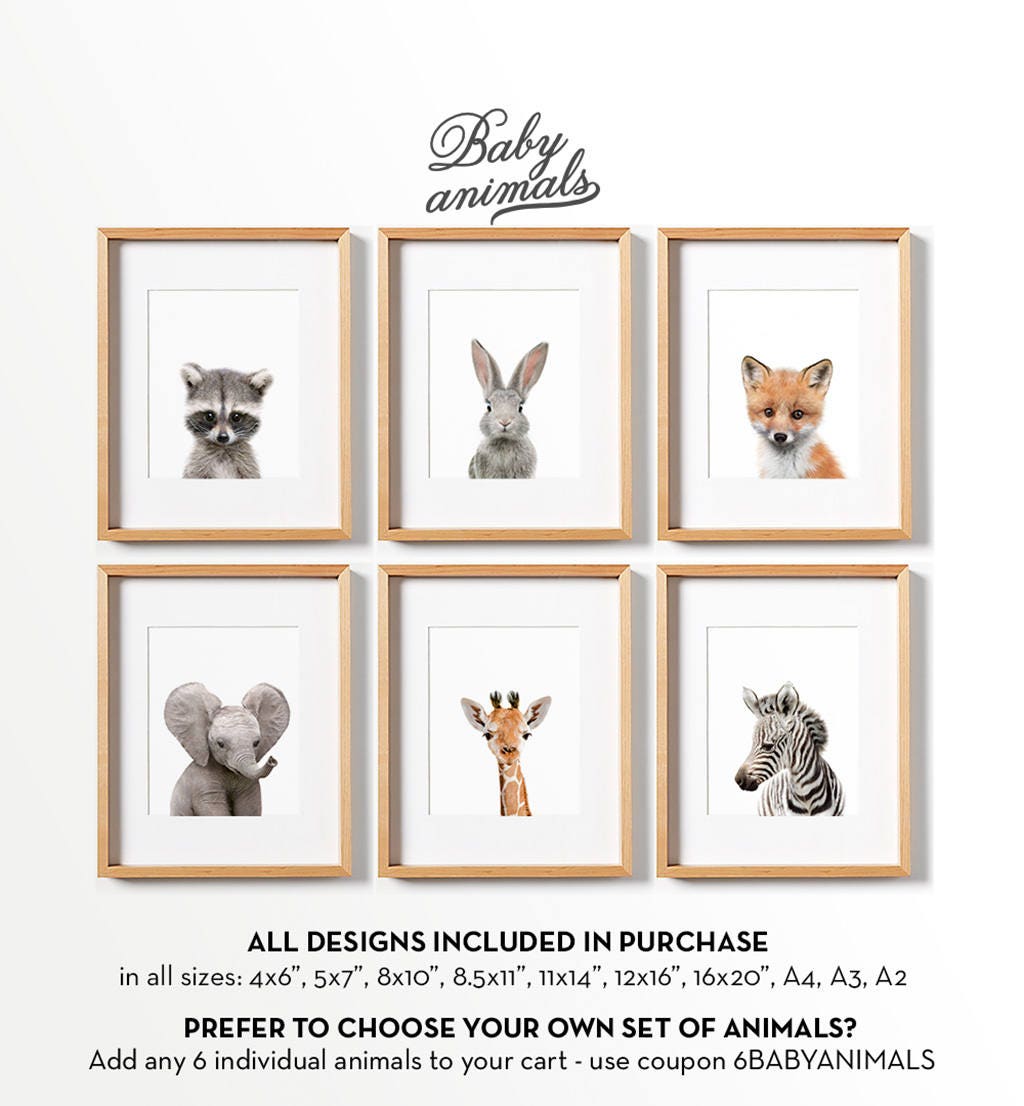 Baby animal prints PRINTABLE art Woodland animals Safari | Etsy