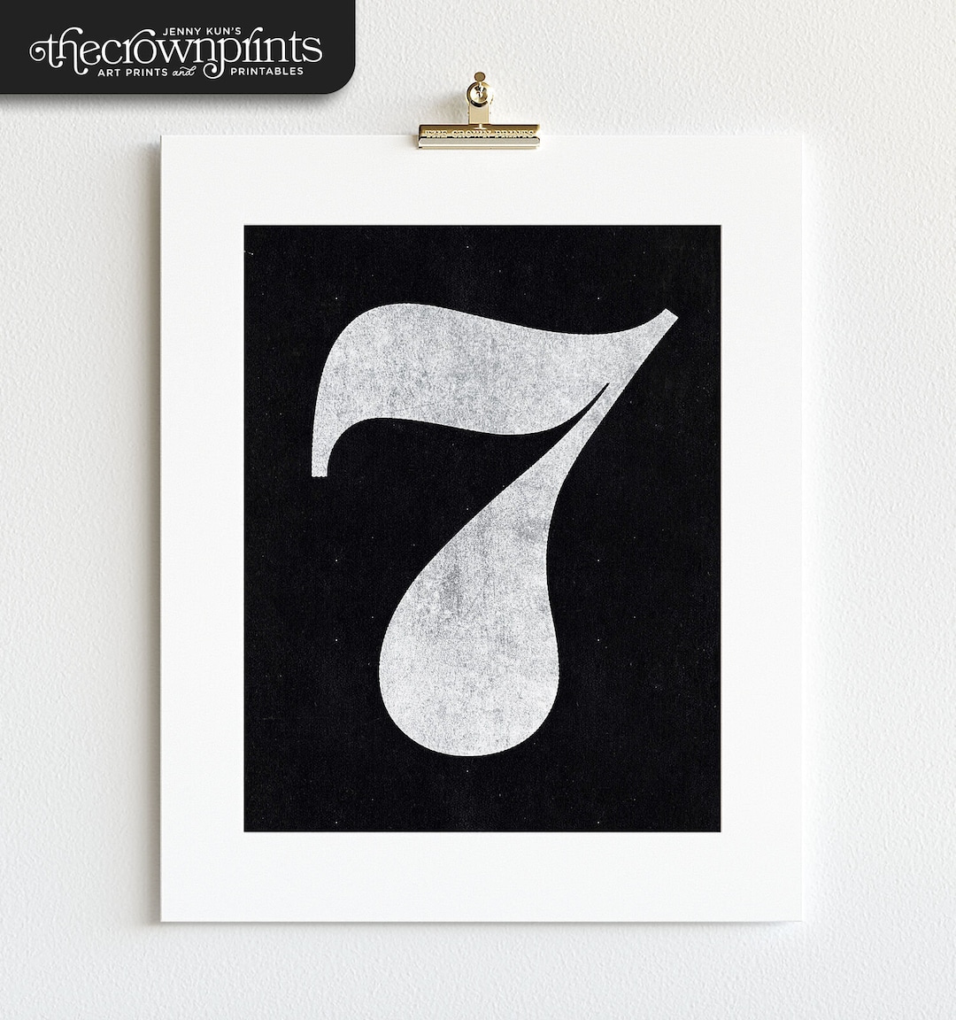 Number Seven 7 PRINTABLE Art, Black and White Wall Art, Modern Decor ...
