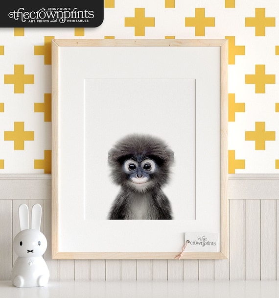Art & Collectibles Prints Be Happy Little Monkey Kids Printable Poster ...