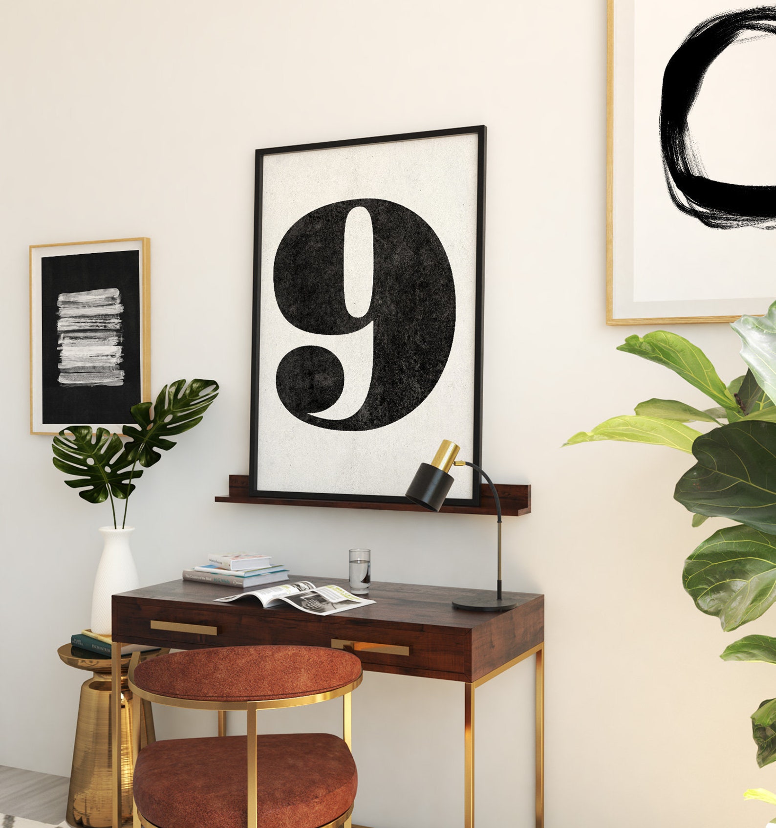 Number 9 Sign Number Prints PRINTABLE Art Black and White - Etsy
