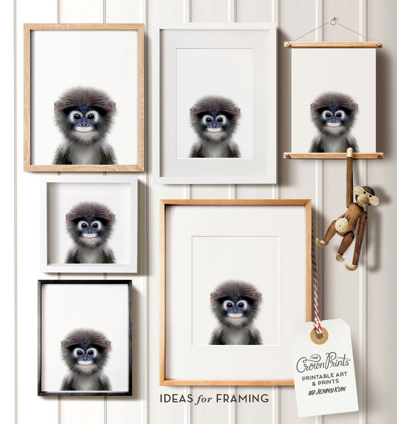 Monkey Print the Crown Prints Nursery Wall Art Safari - Etsy Denmark